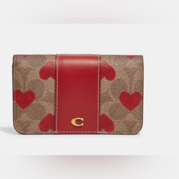 Coach | Bags | Nwt Coach Slim Card Case In Signature Canvas With Heart ...